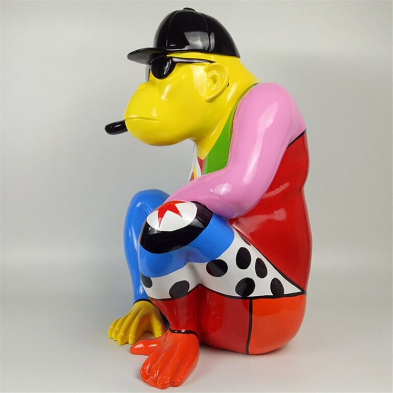 Modern Art Gorilla Sculpture Resin Monkey Statue With Cigar 60cm ...