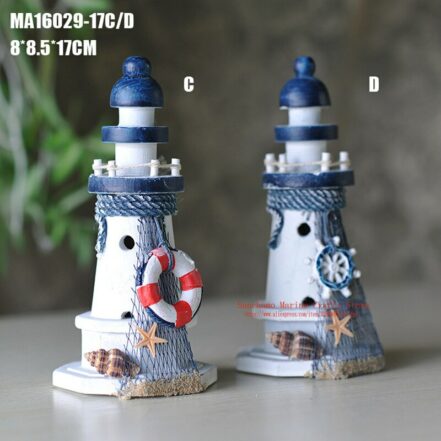 Mediterranean Handmade Wooden Lighthouse Model Nautical Home Decor ...