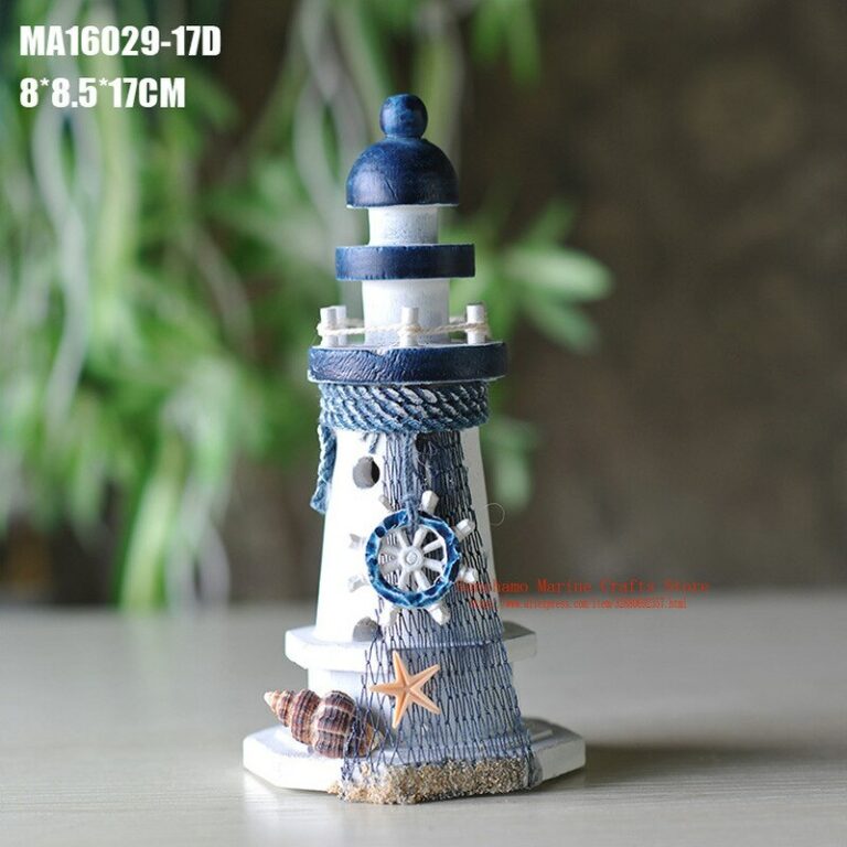 Mediterranean Handmade Wooden Lighthouse Model Nautical Home Decor ...