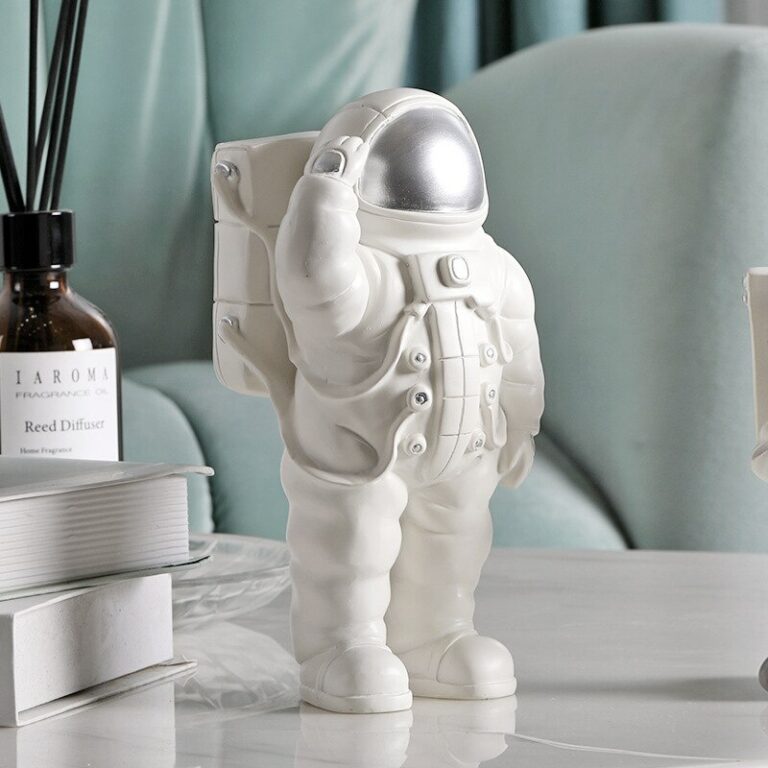 Modern Astronaut Sculpture Cosmonaut Moon Space Figurine In White Resin ...