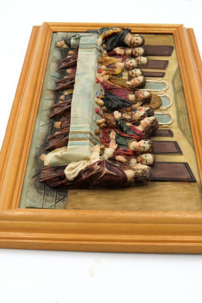 Jesus Christ Last Supper Resin Statue Wall Art Gold Wood Frame ...
