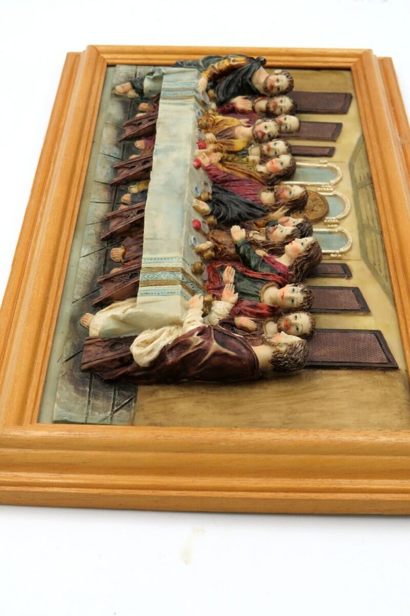 Jesus Christ Last Supper Resin Statue Wall Art Gold Wood Frame ...
