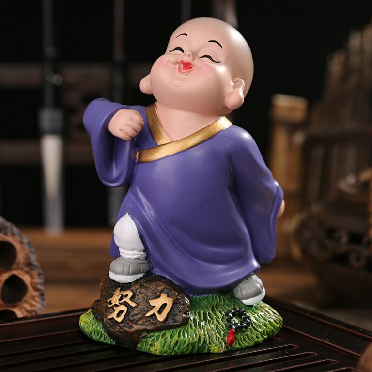 Handcrafted Buddha Monk Statue Cute Religious Buddhism Figurine Decor ...