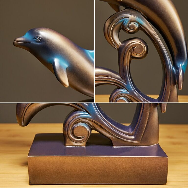 Modern Abstract Dolphin Sculpture Resin Art Figurine For Home Decor ...