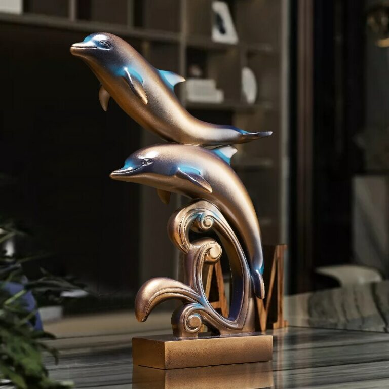 Modern Abstract Dolphin Sculpture Resin Art Figurine For Home Decor ...
