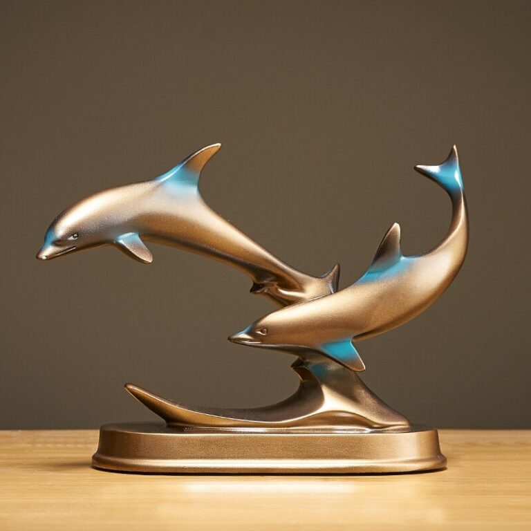 Modern Abstract Dolphin Sculpture Resin Art Figurine For Home Decor ...