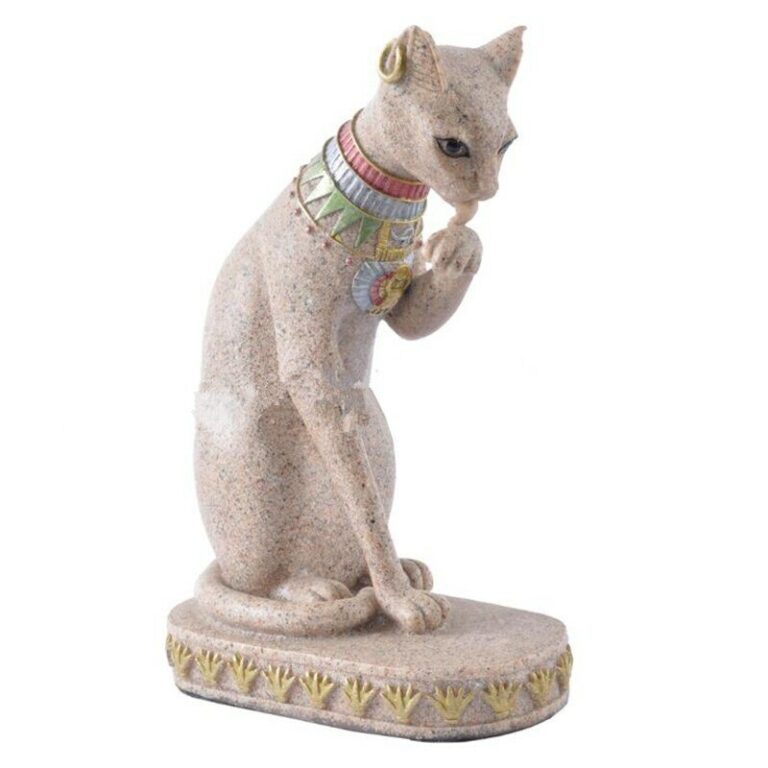 Egyptian Bastet Cat Statue Resin Sandstone Figurine Unique Home Decor ...