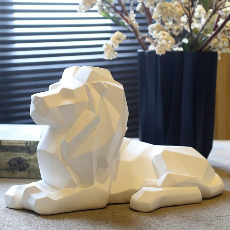 Modern Nordic Abstract Lion Resin Statue Geometric Animal Home Decor ...