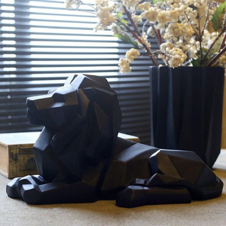 Modern Nordic Abstract Lion Resin Statue Geometric Animal Home Decor ...
