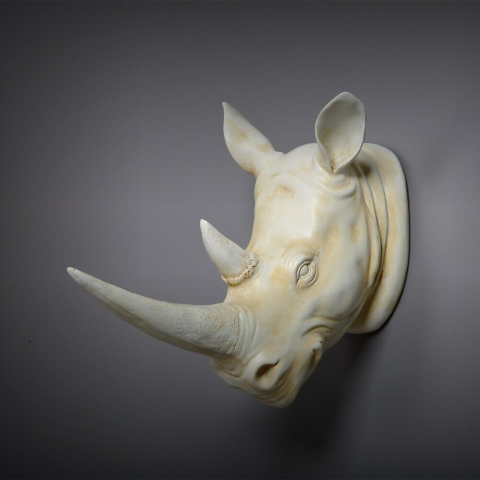 Modern White Resin Rhinoceros Head Wall Art 34cm Home Decor Gift ...