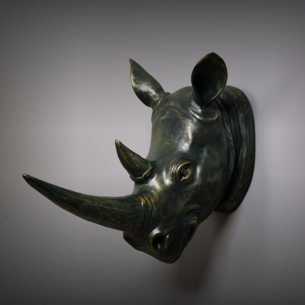 Modern White Resin Rhinoceros Head Wall Art 34cm Home Decor Gift ...
