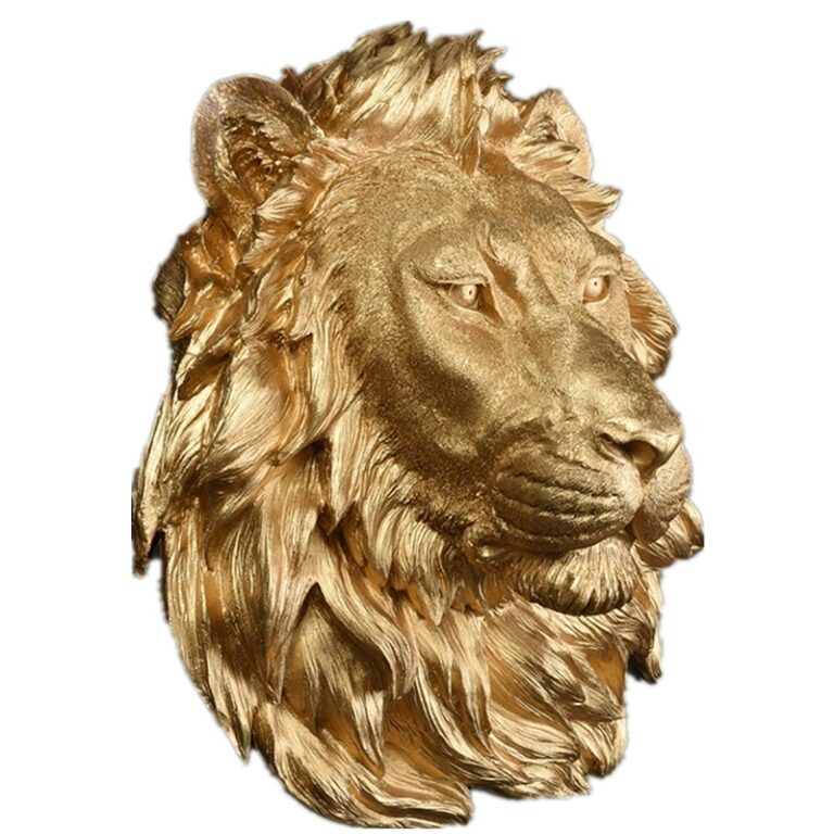 Gold Resin Lion Head Wall Decor Large Size Hanging Ornament ...