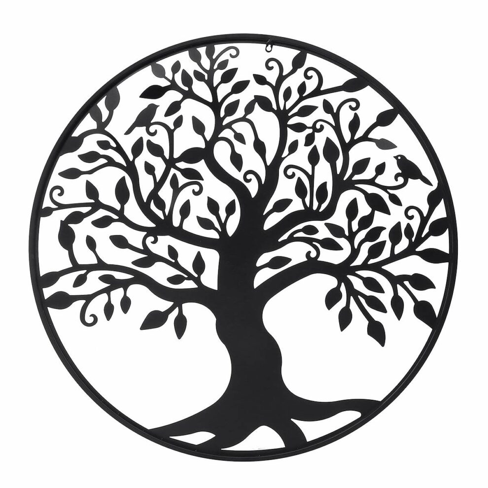 99cm Iron Art Sculpture Round Tree Of Life Wall Hanging Decor ...