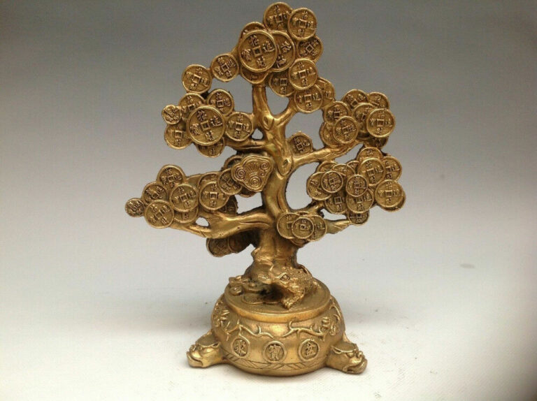 Feng Shui Brass Copper Coin Tree Statue Chinese Lucky Wealth Symbol ...
