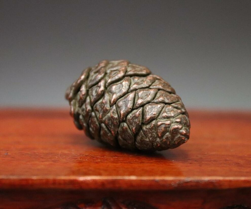 Handcrafted Pure Red Copper Pine Nut Cone Statue Kids Toy Home Decor ...