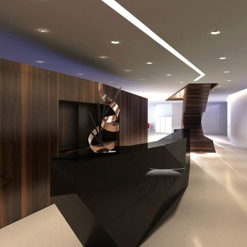 Modern Abstract Metal Sculpture Tooarts Line And Ribbon Office Desk ...