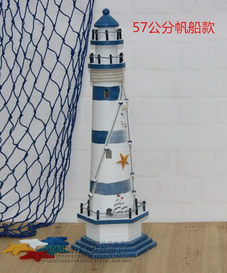 Mediterranean Handmade Wooden Lighthouse 2357cm Home Decor Wedding Gift ...