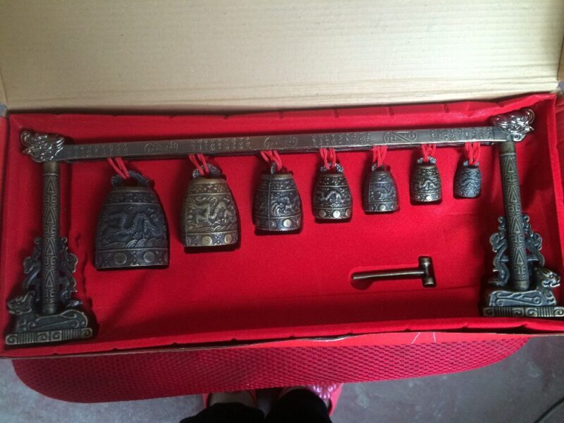 Chinese Dragon Design Meditation Gong With 7 Ornate Bells Musical ...
