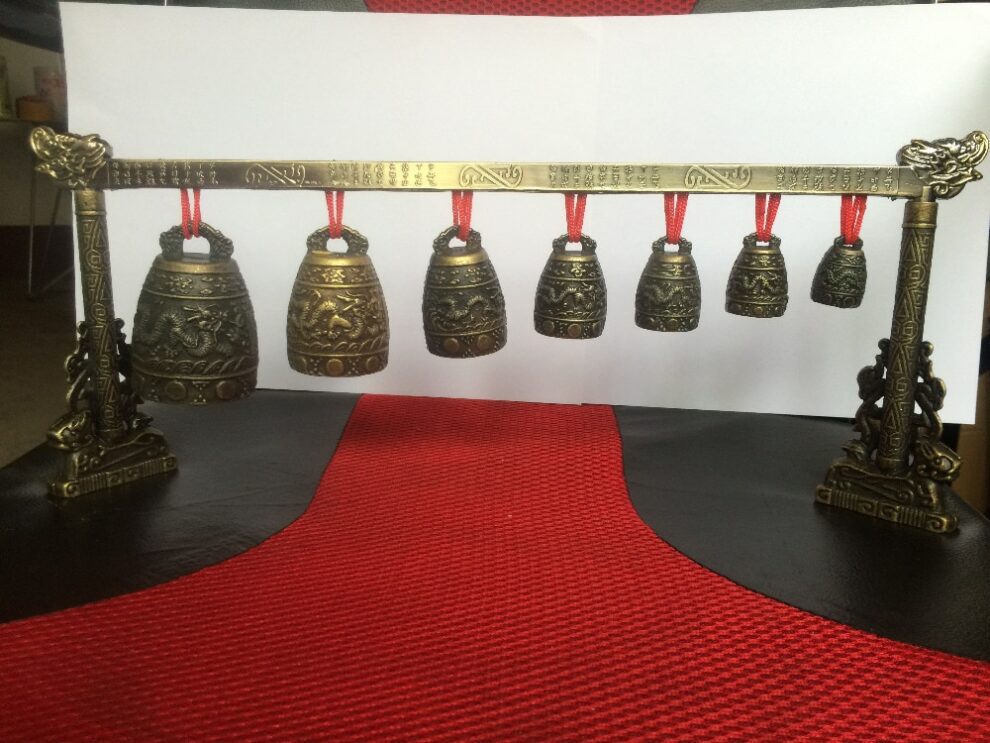 Chinese Dragon Design Meditation Gong With 7 Ornate Bells Musical ...