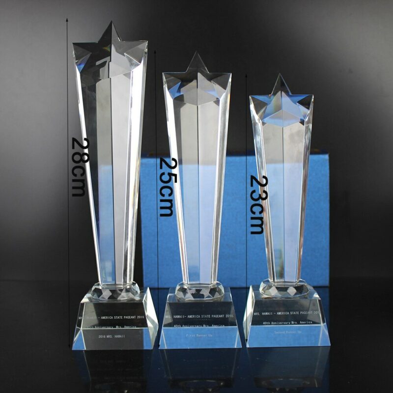 Custom Engraved 3piece Crystal Star Award Trophy For Sports ...