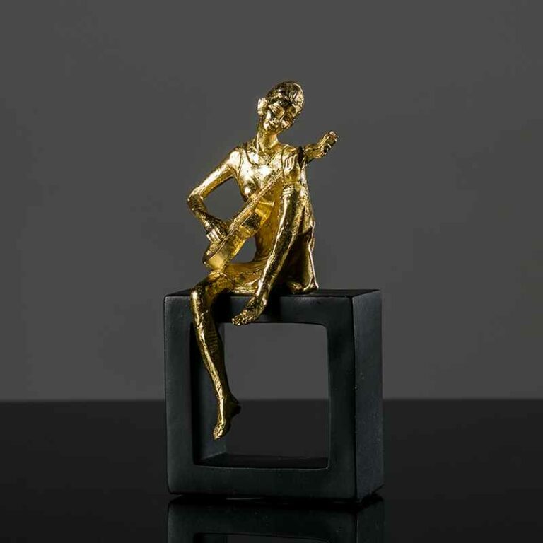 Golden Music Man Resin Desktop Ornament Creative Bedroom Home Decor ...