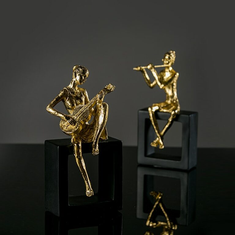 Golden Music Man Resin Desktop Ornament Creative Bedroom Home Decor ...
