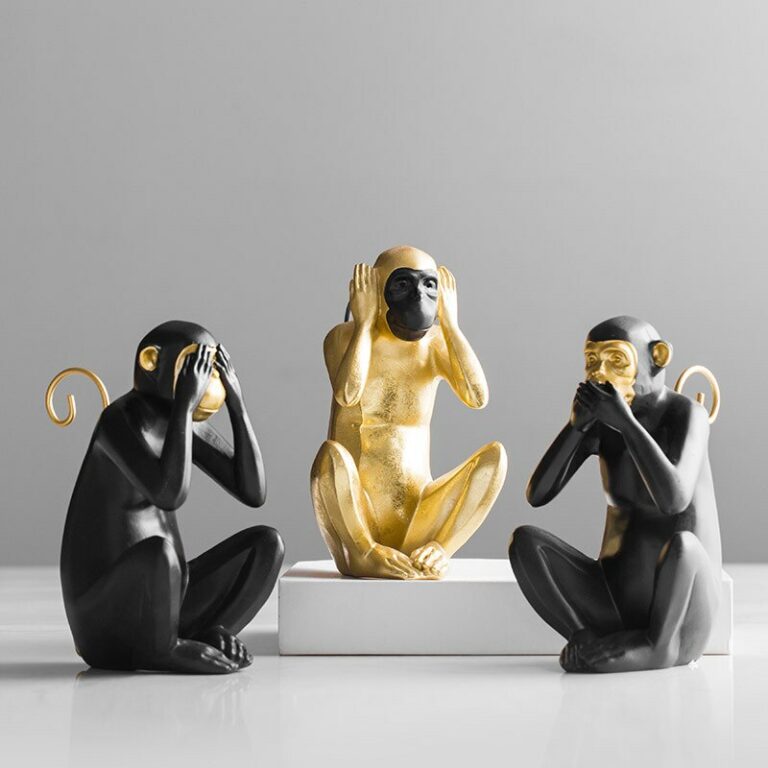 Resin Three Wise Monkeys Statue Unique Officehotel Decor Animal ...