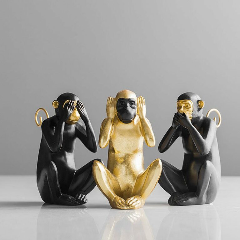 Resin Three Wise Monkeys Statue Unique Officehotel Decor Animal ...