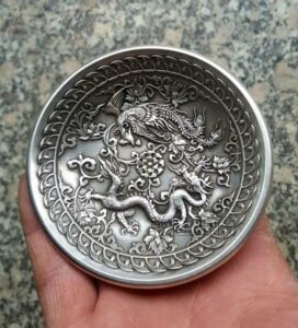 Antique Qing Dynasty Chinese Dragon Phoenix Pattern Ceramic Plate ...