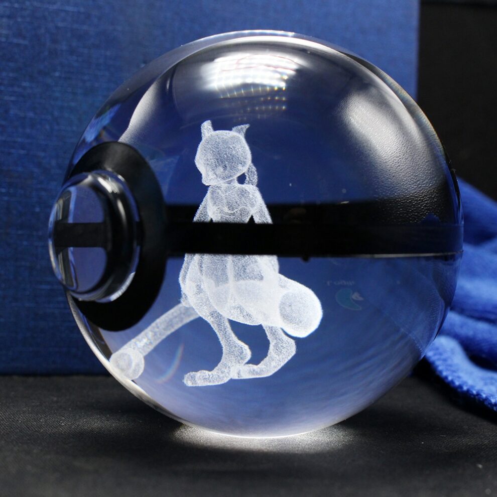 3d Pokemon Engraved Crystal Ball With Led Base Perfect Christmas Gift ...