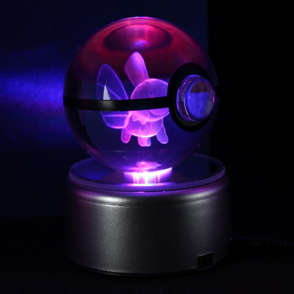Led Pokemon Go 3d Crystal Ball Night Light With Colorful Glass Base ...