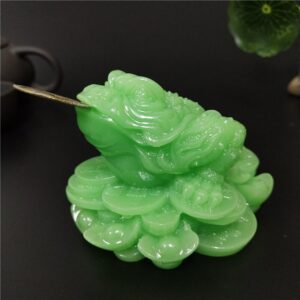 Luminous Fengshui Toad Statue Manmade Jade Stone Lucky Chinese Coin ...