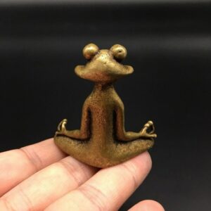 Exquisite Brass Chinese Frog Lotus Tea Pet Small Collectable Statues ...