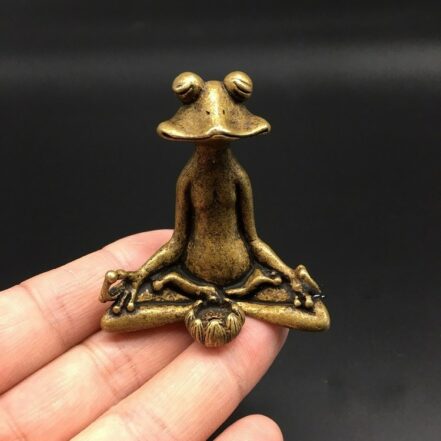 Exquisite Brass Chinese Frog Lotus Tea Pet Small Collectable Statues ...