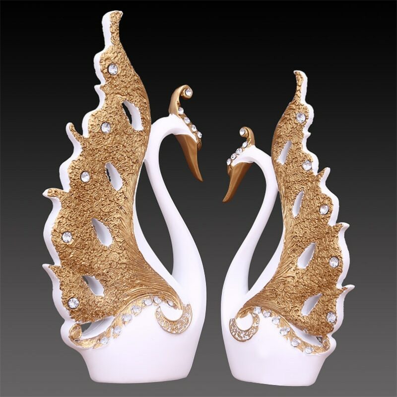 Modern Swan Sculpture Decor Elegant Wedding Gift For Couples ...