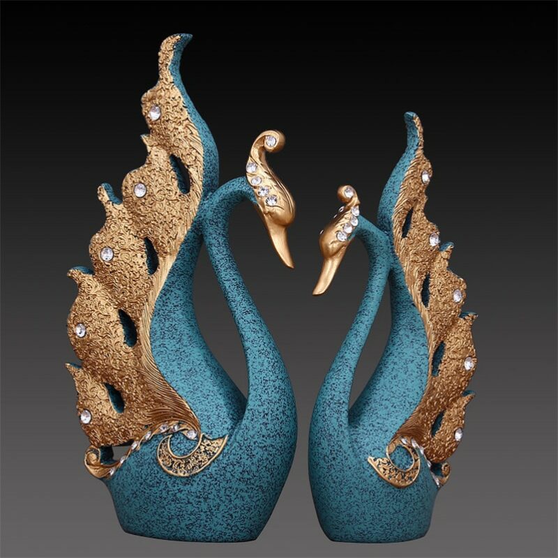 Modern Swan Sculpture Decor Elegant Wedding Gift For Couples ...