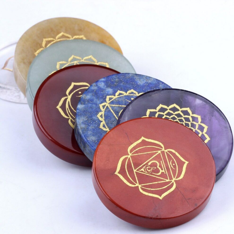 Engraved Chakra Healing Crystals Set Of 7 Polished Balancing Palm ...