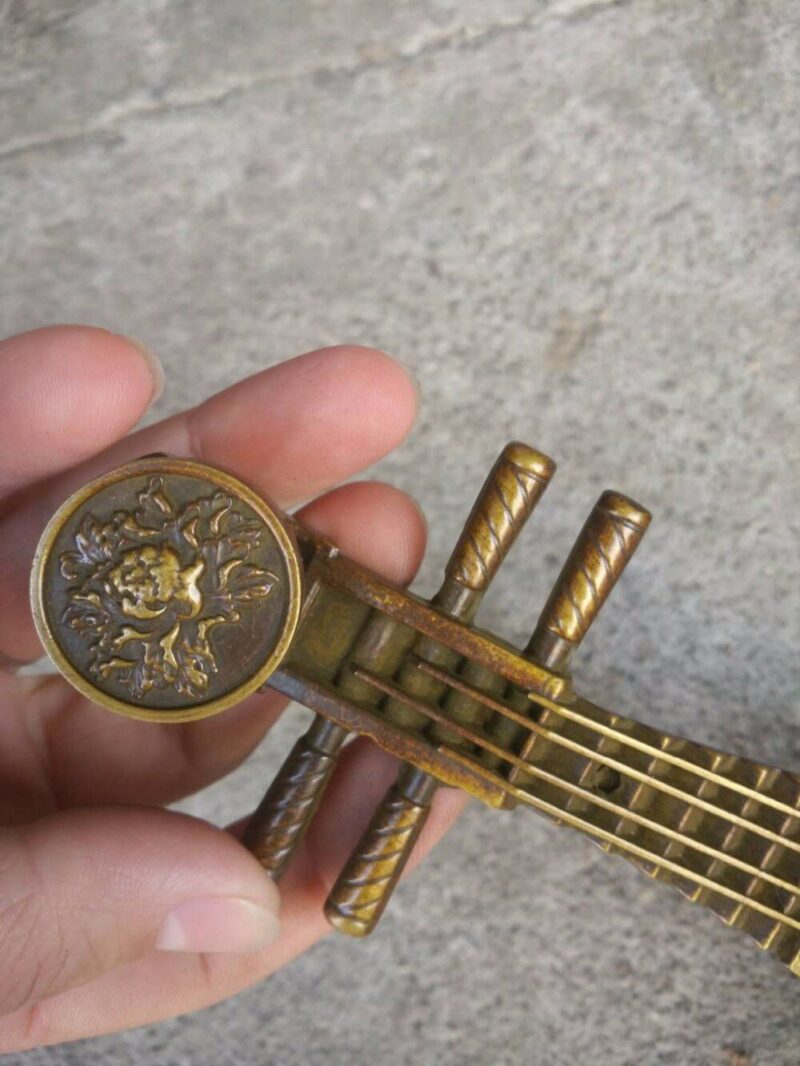 Authentic Chinese Brass Pipa Traditional Handcrafted Musical Instrument ...