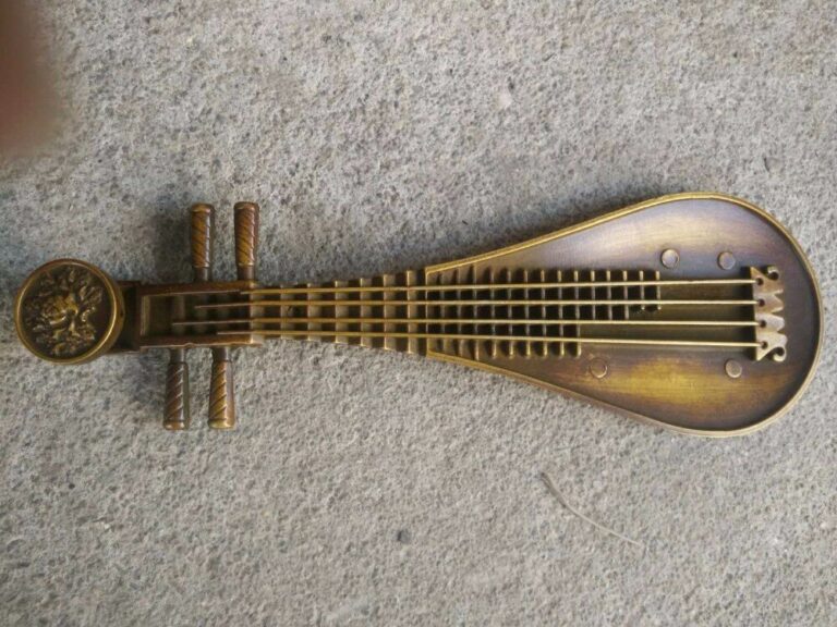 Authentic Chinese Brass Pipa Traditional Handcrafted Musical Instrument ...