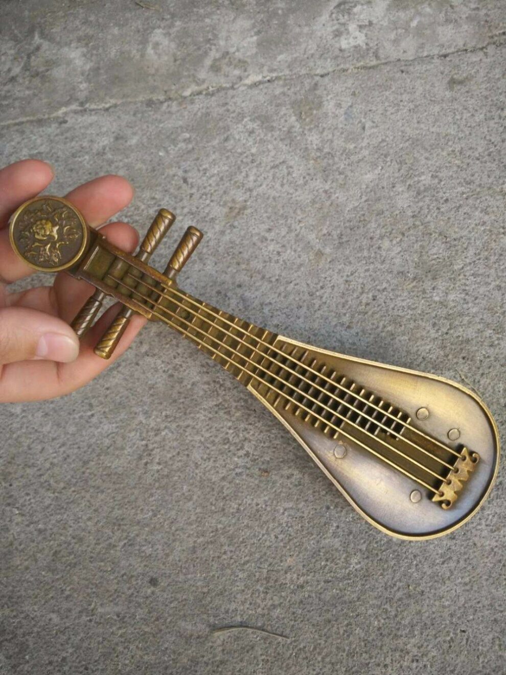 Authentic Chinese Brass Pipa Traditional Handcrafted Musical Instrument ...