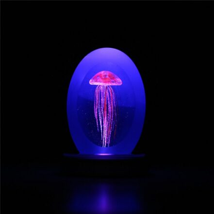 Handblown Glass Jellyfish Sculpture With Glowing Light Base Home Decor ...